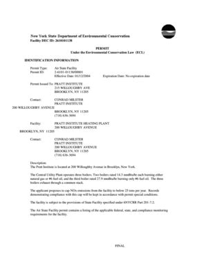 Fillable Online Dec Ny Facility DEC ID 2610101138 PERMIT Under The