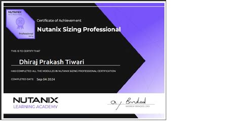 I Am Happy To Share My Recent Achievements From Nutanix For The Sizing Professional Dhiraj Tiwari