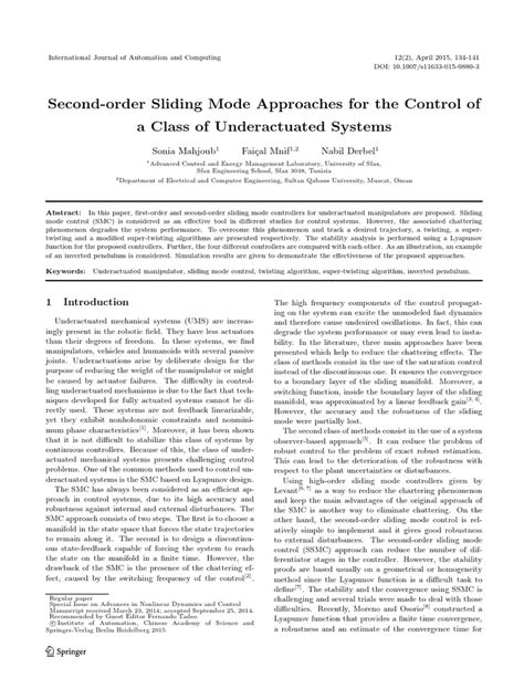 second order sliding mode approaches for 2 pdf control theory