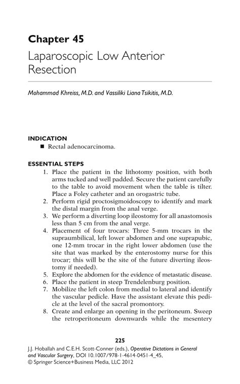 Pdf Laparoscopic Low Anterior Resection