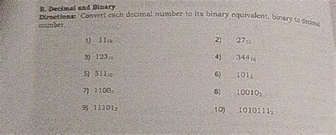 G Decimal And Bimary Directions Goarett Each StudyX