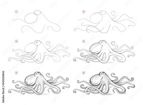 Page Shows How To Learn To Draw Sketch Of Octopus Creation Step By Step Pencil Drawing
