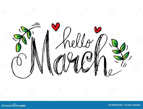 Hello March Lettering Stock Vector Illustration Of Season 85896638