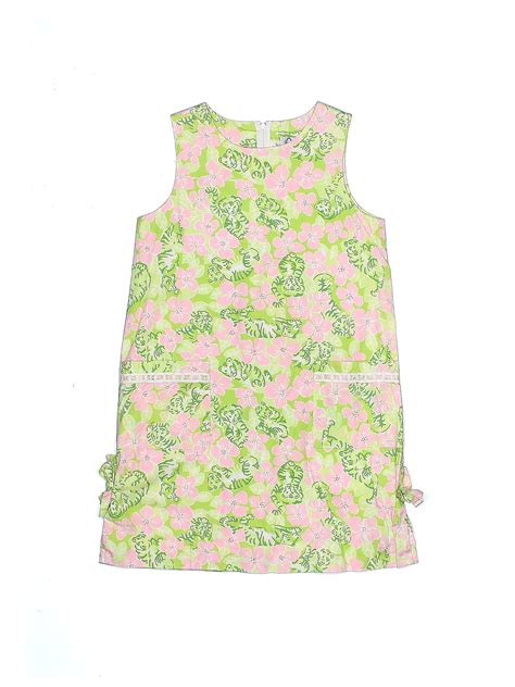 Lilly Pulitzer 100 Cotton Floral Motif Green Dress Size 7 67 Off
