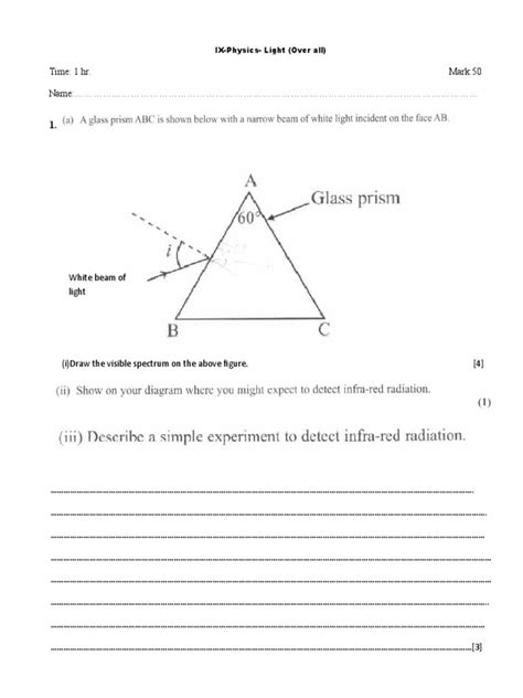 Ix Physics Light Ct C Pdf Mirror Reflection Physics