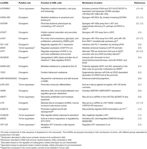 Frontiers The Regulatory Roles Of Long Noncoding Rnas In Acute