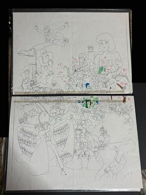 【目立った傷や汚れなし】カリオストロの城 ポスター 大塚康生 版権原画コピー（色指定書き込み、一部彩色あり） （検） 宮崎駿 ルパン三世 原画