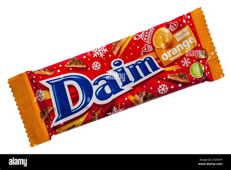 Limited Edition Daim Orange Flavoured Chocolate Bar Isolated On White