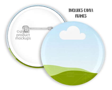 Plastic Back Round Pinback Button Mockup Add Your Own Image Etsy