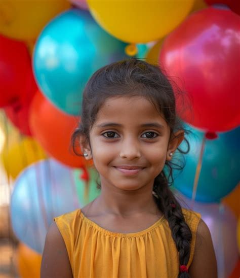 Premium Photo Portrait Of A Smiling Indian Girl With Colorful