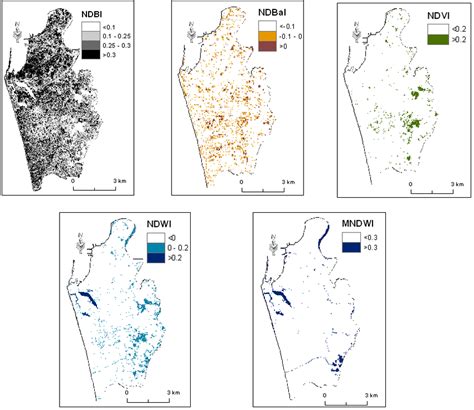 Ndbi Ndbai Ndvi Ndwi And Mndwi Indices In Colombo Derived From March Download Scientific