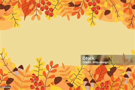 가을 풍경 배경 일몰 색상은 복사 공간이 있습니다 가을 떡갈나무 단풍나무 도토리 숲 벡터 그림 가을에 대한 스톡 벡터 아트 및 기타 이미지 Istock