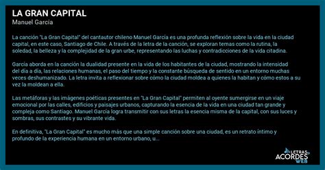 Significado De La Canci N La Gran Capital De Manuel Garc A
