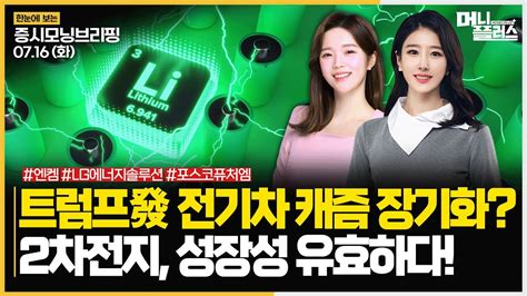 트럼프발 전기차 캐즘 장기화ㅣ2차전지 성장성 유효하다ㅣ리튬 2차전지 트럼프 머스크 주목ㅣ 모닝브리핑 ㅣ한국경제