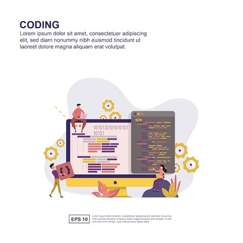 Premium Vector Coding Concept Flat Design For Presentation