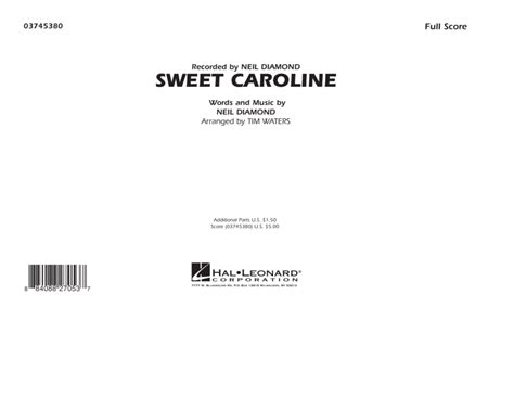 Sweet Caroline Full Score By Tim Waters Marching Band Digital