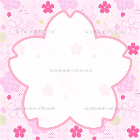 ポップでキュートな図形と桜の花の形のカード 正方形のイラスト素材 210326788 イメージマート