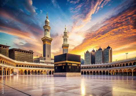 Illustration Stock Kaaba Makkah Peaceful Sanctuary Holy Mosque Islam Mecca Pilgrimage Hajj