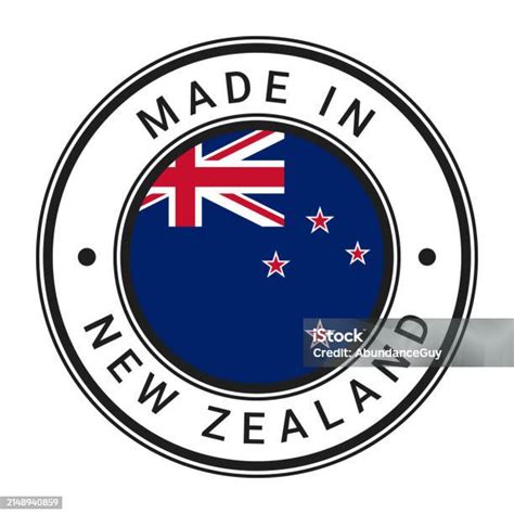 Made In New Zealand 라운드 스탬프 스티커 플래그 벡터 일러스트 레이 션 개념에 대한 스톡 벡터 아트 및 기타