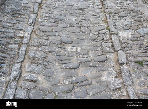 Old Stone Path Texture Medieval Cobblestone Pavement Background Stock