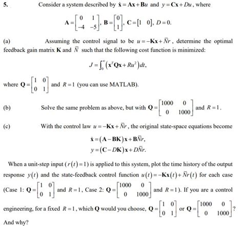 consider a system described by ax bu and y cx