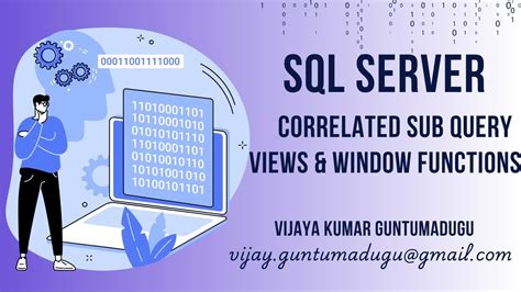 Sql Server Correlated Sub Query Views Window Functions Youtube