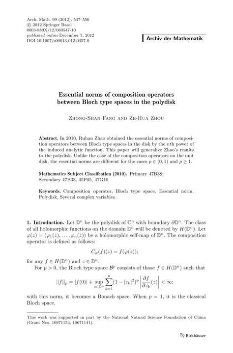 Pdf Essential Norms Of Composition Operators Between Bloch Type