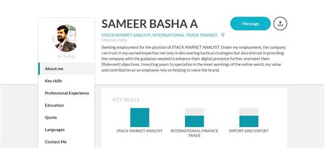 Sameer Basha A Online Resume Craftmycv