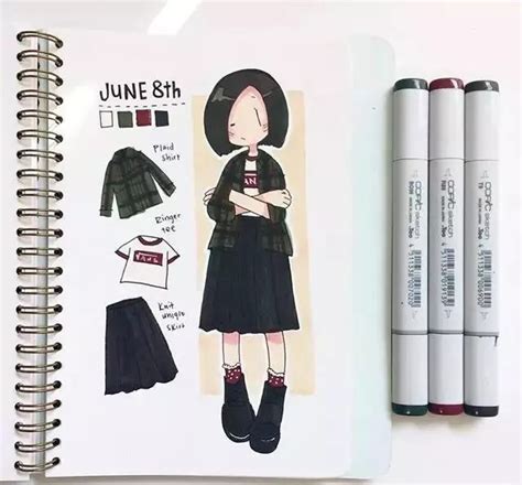 马克笔 针管笔 细腻意境精致唯美 服装搭堆糖美好生活研究所