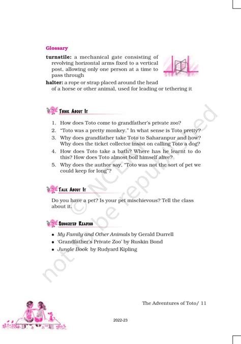 Ncert Book For Class 9 English Chapter 2 The Adventures Of Toto