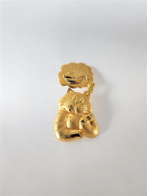 Vintage Cat Brooch Cat Gem