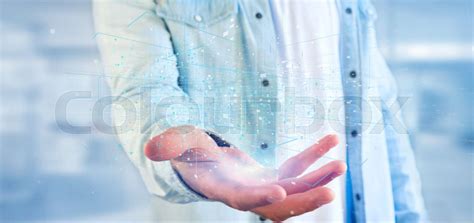 Man Holding Data Binary Cloud 3d Rendering Stock Image Colourbox