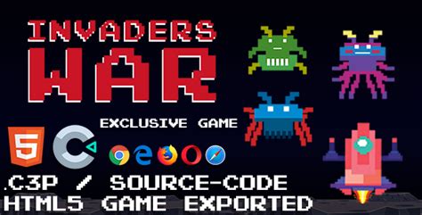 Invaders War Html5 Game With Construct 3 File Codemarket