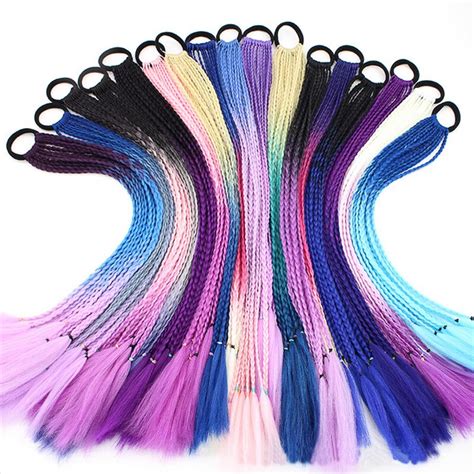 Misananryne 소녀 상자 머리띠 포니 테일 탄성 고무 밴드 헤어 컬러 상자 피그 테일 로프 머리 장식 아이 헤어 익스텐션 Aliexpress