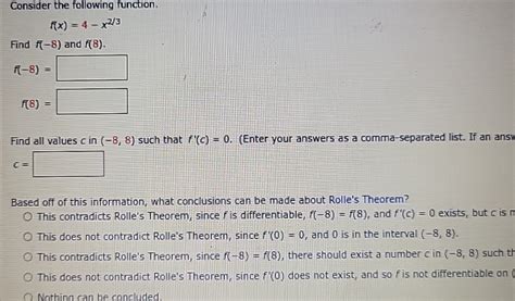 Solved Consider The Following Function F X 4 X23Find F 8 Chegg Com