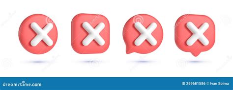 Big Set Cross 3d On White Background 3d Rejection Icon Rejected Sign