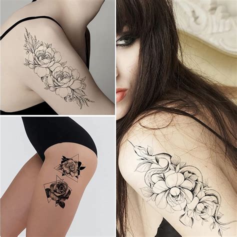 Buy 13 Sheets Flower Temporary Tattoos Black Henna Mehndi Waterproof
