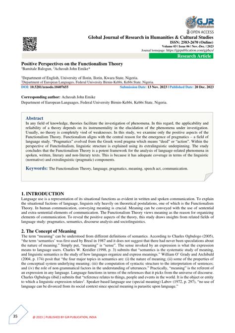 Pdf Positive Perspectives On The Functionalism Theory