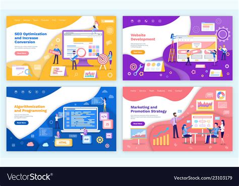 Seo Optimization Increase Conversion Set Vector Image