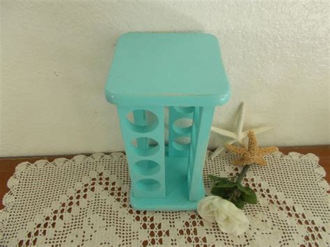 Aqua Seafoam Shabby Chic Keurig Cup Holder Upcycled Vintage Wood Spice