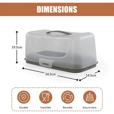 Geezy Rectangular Cake Carrier With Handle Airtight Storage Container