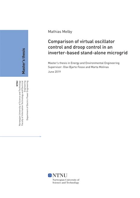 Pdf Comparison Of Virtual Oscillator Control And Droop Control In An Inverter Based Stand