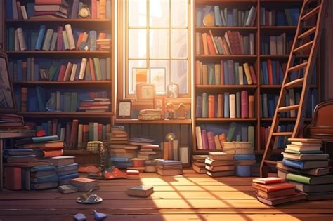 Uma Sala Uma Estante Cheia De Livros Foto Premium
