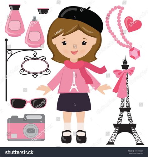 French Girl Vector Illustration Stock Vector Royalty Free 390799024