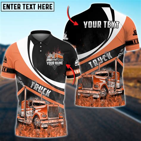 Personalized Name Lasfour Truck Flame Pattern Shirt 3d Polo Shirt For