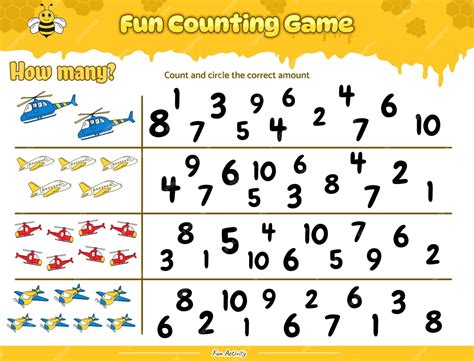 Premium Vector Count And Circle The Correct Number Beehive Theme With Transportation Cliparts