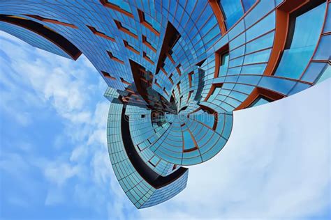 Modern Building Perspective Distortion By Twisting A New Angle Blue