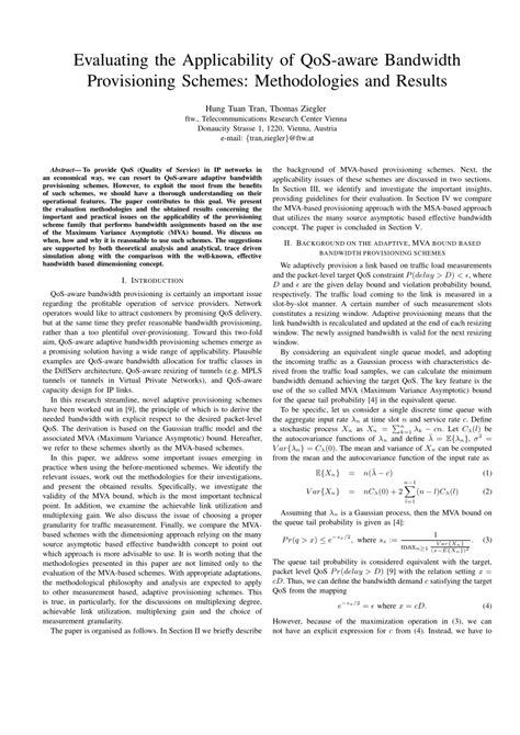 Pdf Evaluating The Applicability Of Qos Aware Bandwidth Provisioning