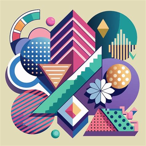 abstract geometric shapes with colorful patterns and textures premium ai generated vector