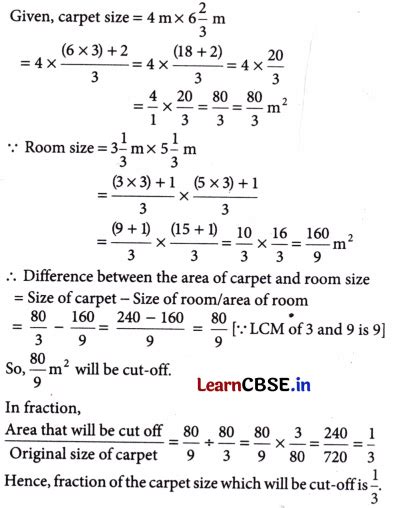 Working With Fractions Class 7 Extra Questions Maths Chapter 8 Learn Cbse